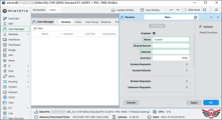 نصب User manager در میکروتیک+معرفی تنظیمات اکانتینگ